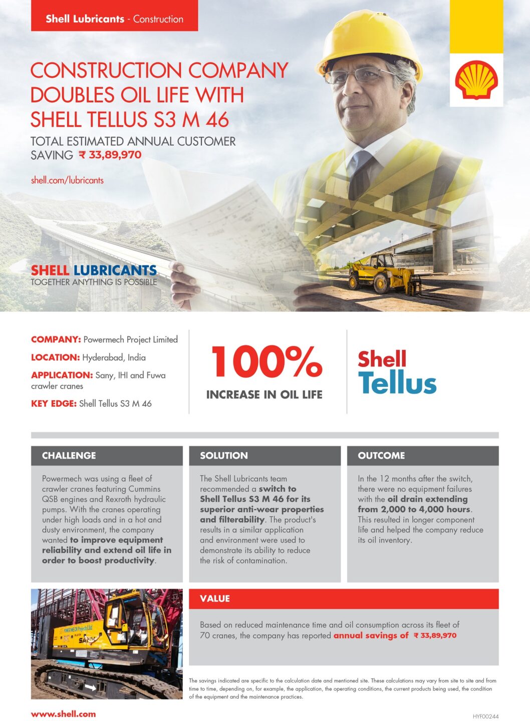 Construction Company Doubles Oil Life With Shell Tellus S3 M 46
